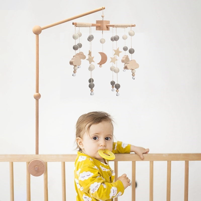 Wooden Bed Bell Bracket Mobile Hanging Rattles Toy Baby Crib Mobile Bed ...