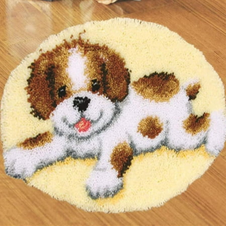Diy Latch Hook Rug Kit Tools.cute Dog Unfinished Rug Making Kit ...