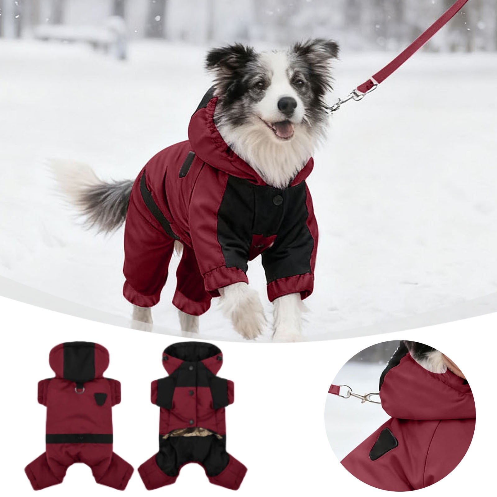 Insulated Winter Hooded Snowsuit Full Body Coverage Four Legs ...