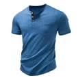Antinious Men Solid Round Neck Pockets Button Pullover Short Sleeve ...