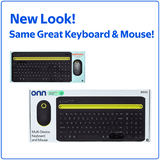onn Multi-Device Keyboard and Mouse Combo Set, Bluetooth/2.4GHz, Gray ...