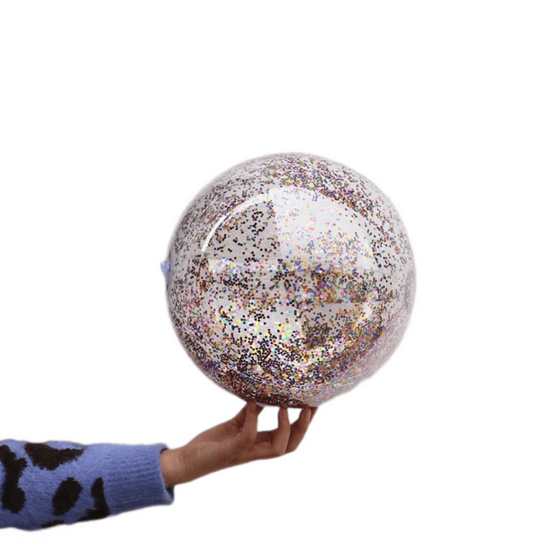 Inflatable Clear Glitter Beach Balls with Rainbow Sequin Glitter ...
