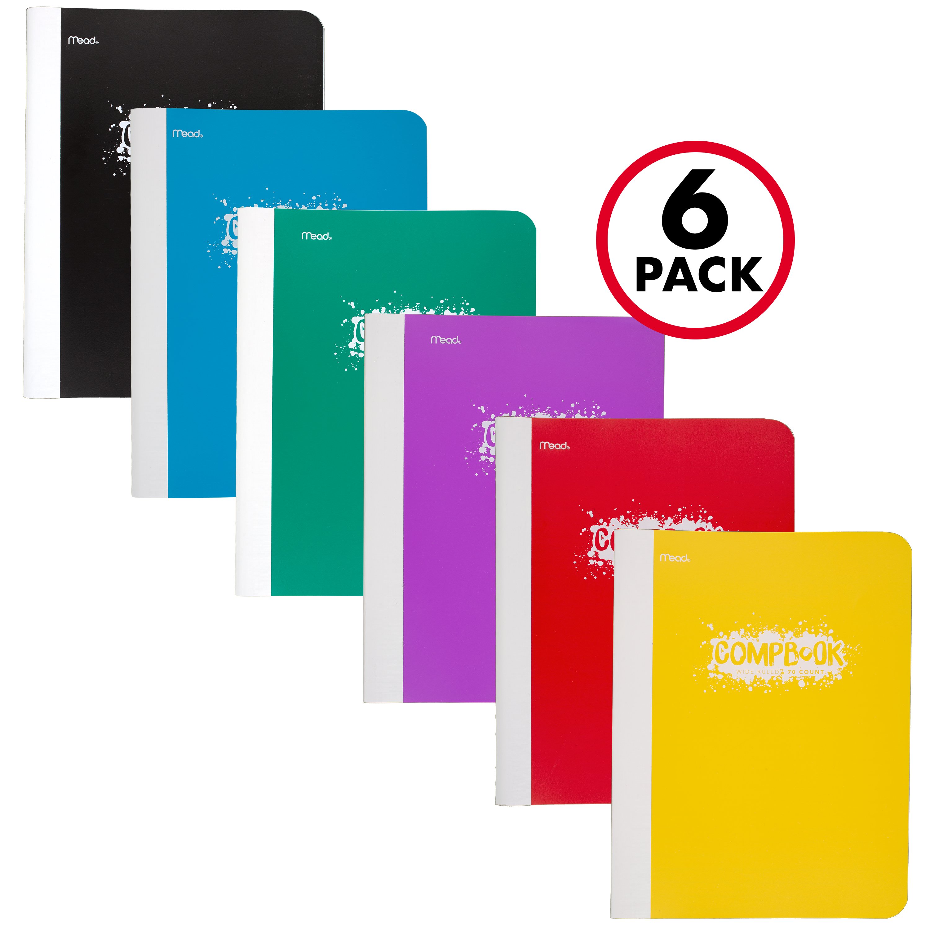 Mead Plastic Composition Book Wide Ruled 70 Sheets 6 Pack Assorted Mead Plastic Composition Book Wide Ruled 70 Sheets 6 Pack Assorted