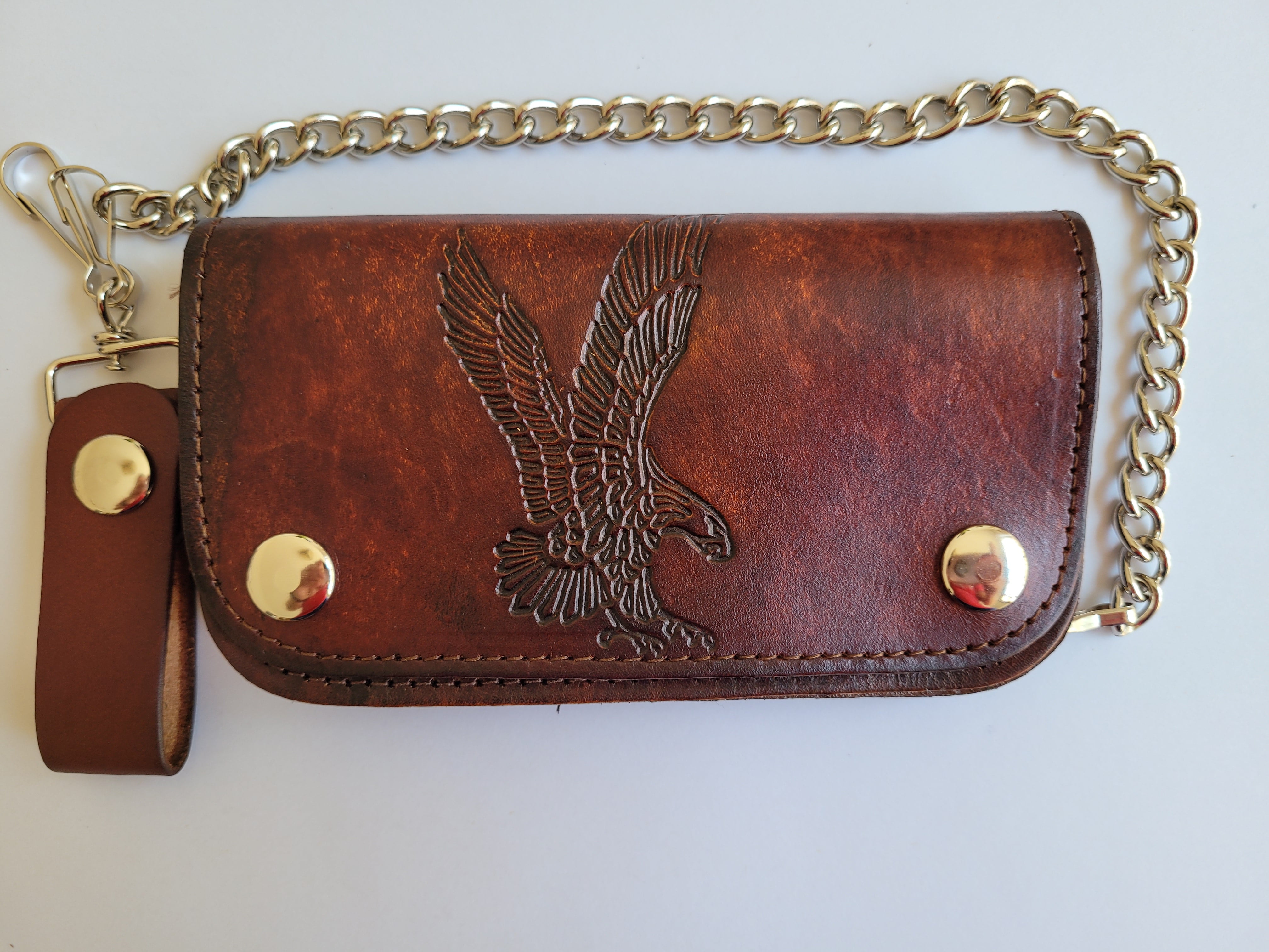 Rustic Genuine Leather Biker Wallet With Chain Bi-Fold Trucker Wallet ...