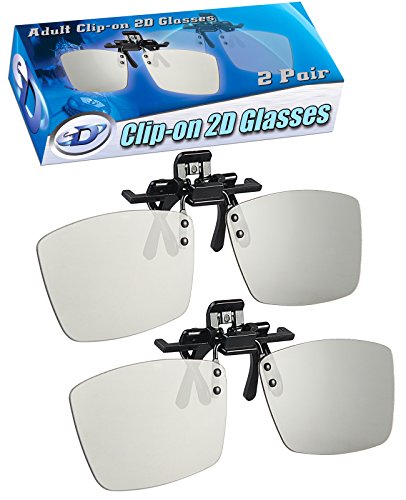 2D Glasses CLIP-ON 2 Pack - Turns 3D movies back into 2D - eDimensional ...