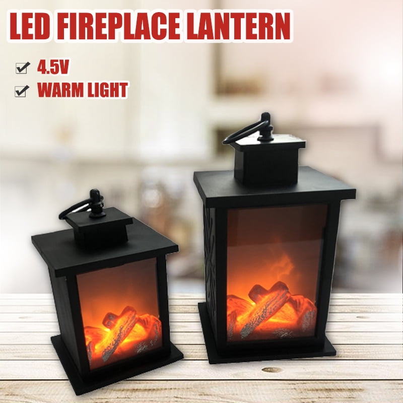 LED Fireplace Flame Lantern Lamp Simulated Flamless Flame Effect Light ...