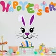 Easter Decorative Felt Door Sticker, Cartoon Bunny Chick English Window ...
