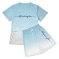 Byoo Tween Boy Casual Outfit Set Loose Fit Gradient Crew Neck Tee Shirt ...