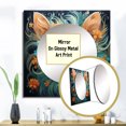 Designart "Enchanting Amber And Blue Feline With Blossoms I" Animals ...