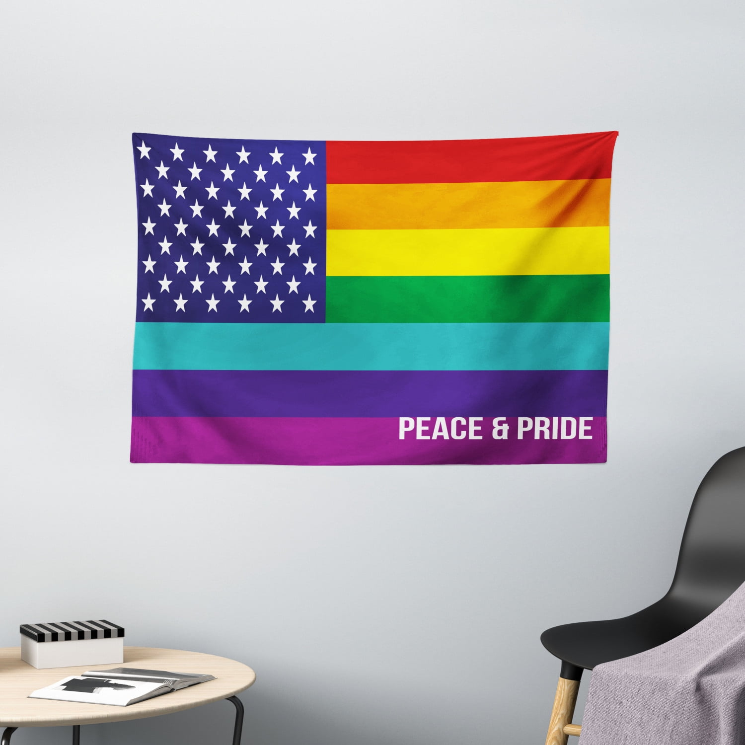 Pride Decorations Tapestry, Mixed Flag Design American and LGBT Gay ...