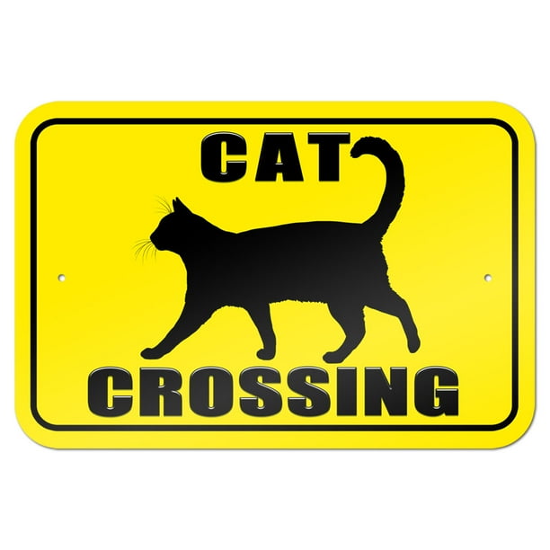 Cat Crossing 9" x 6" Metal Sign - Walmart.com - Walmart.com