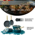 Thyme & Table 12-Piece Cookware Ceramic Non-Stick Set Ribbed Collection, Peacock Blue - Walmart.com