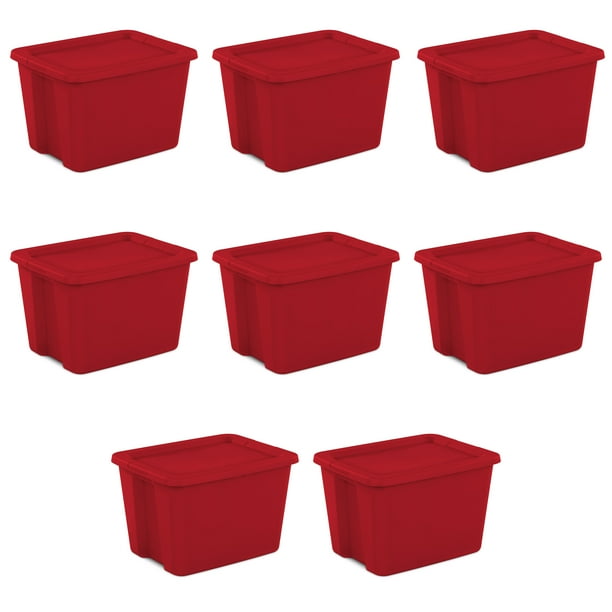 Sterilite 18 Gal. Tote Box Infra Red Set of 8 - Walmart.com - Walmart.com