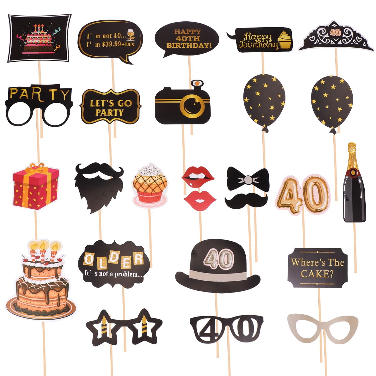 26Pcs Birthday Photograph Props Handheld Photo Booth Props Funny Party ...
