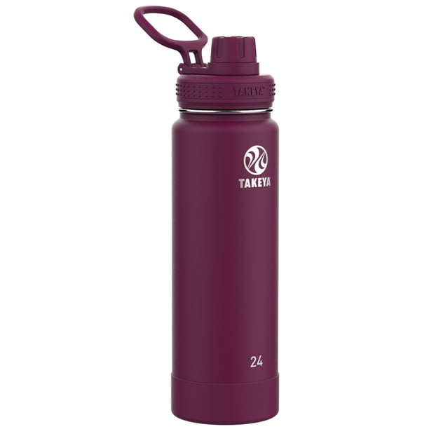 Takeya Actives Stainless Steel Water Bottle w/Spout lid, 24oz Wine ...
