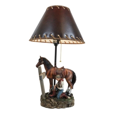 Rustic Western Cow Skull With Cowboy Hat And Red Scarf Table Lamp With ...
