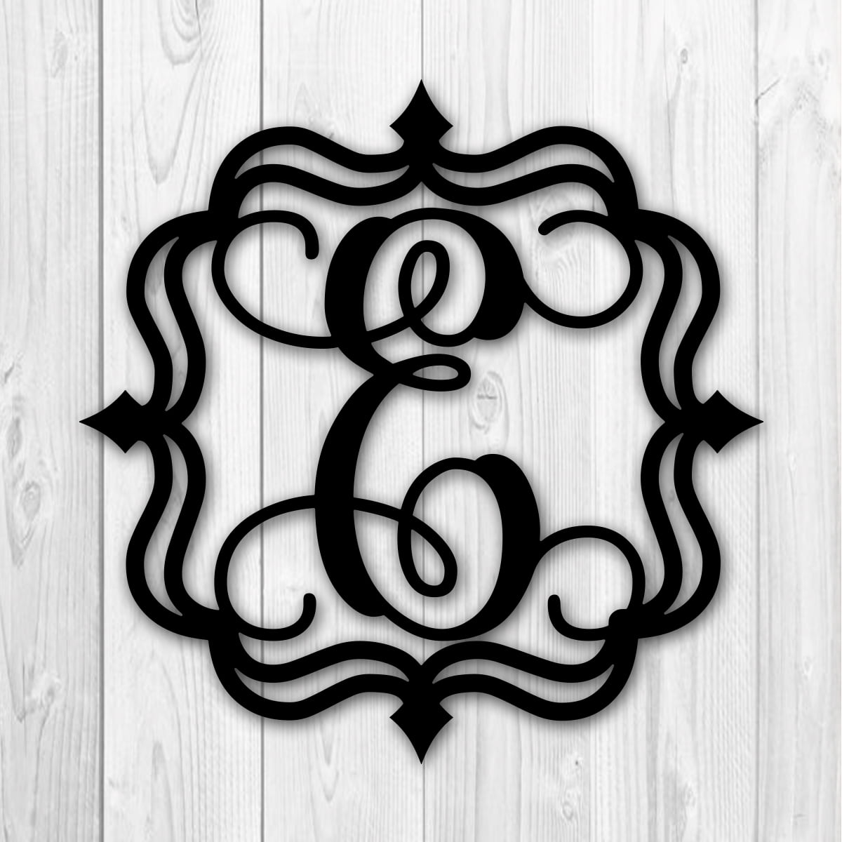 Framed Metal Monogram Single Letter Painted Black - 14" E - Walmart.com