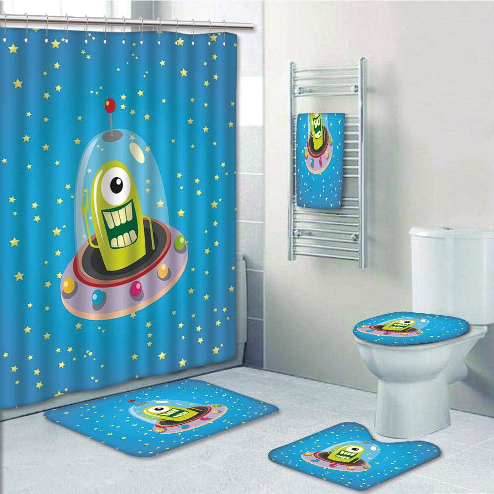 PRTAU Kids Cute Comic Ufo Alien in Outer Space with Stars Galaxy ...