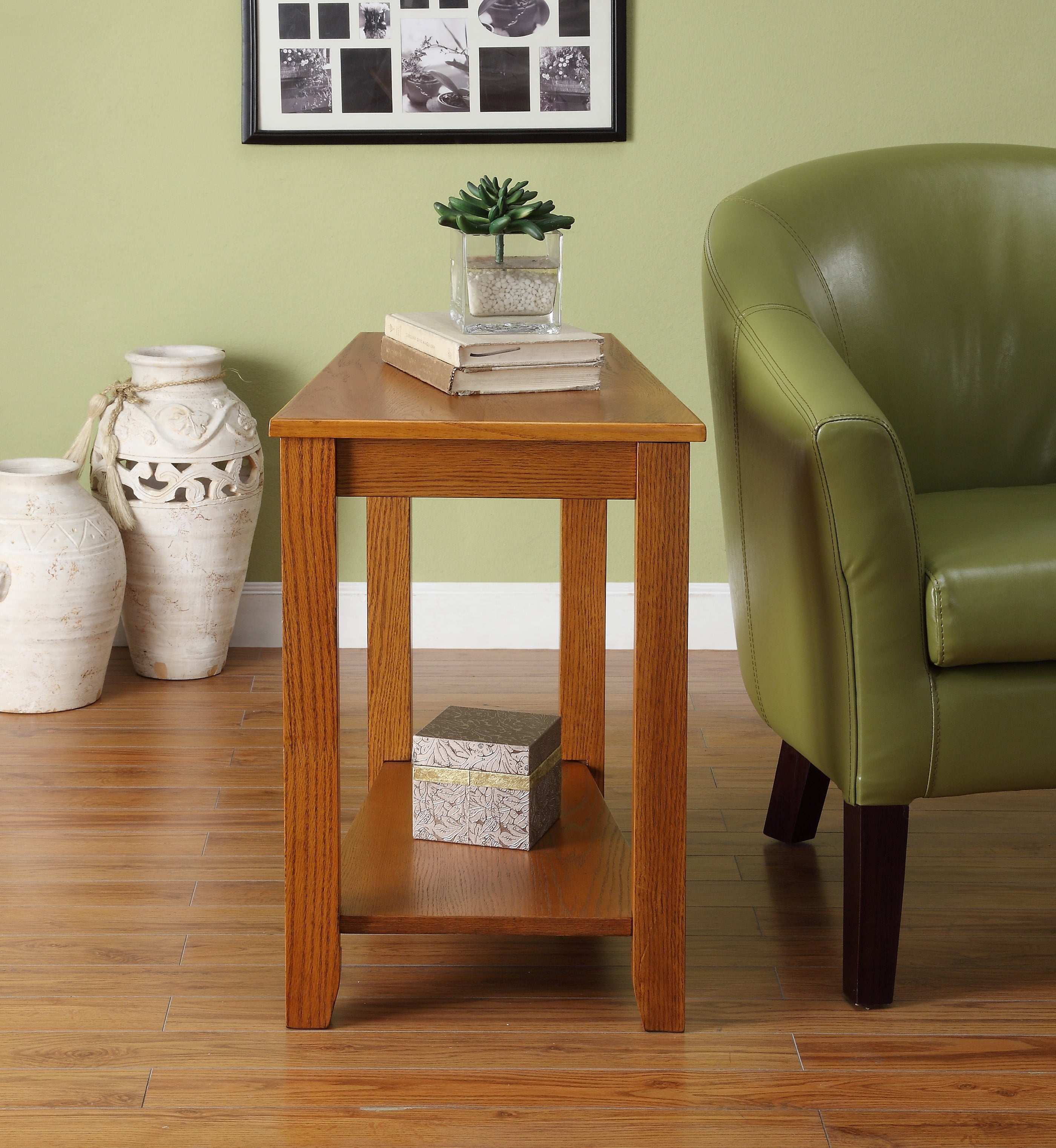 Elwell Wedged Chairside Table, Oak - Walmart.com