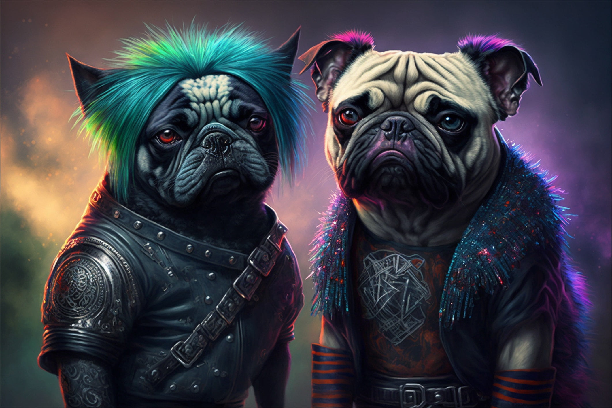 24x36 gallery poster, Punk Rock Pugs p1 - Walmart.com