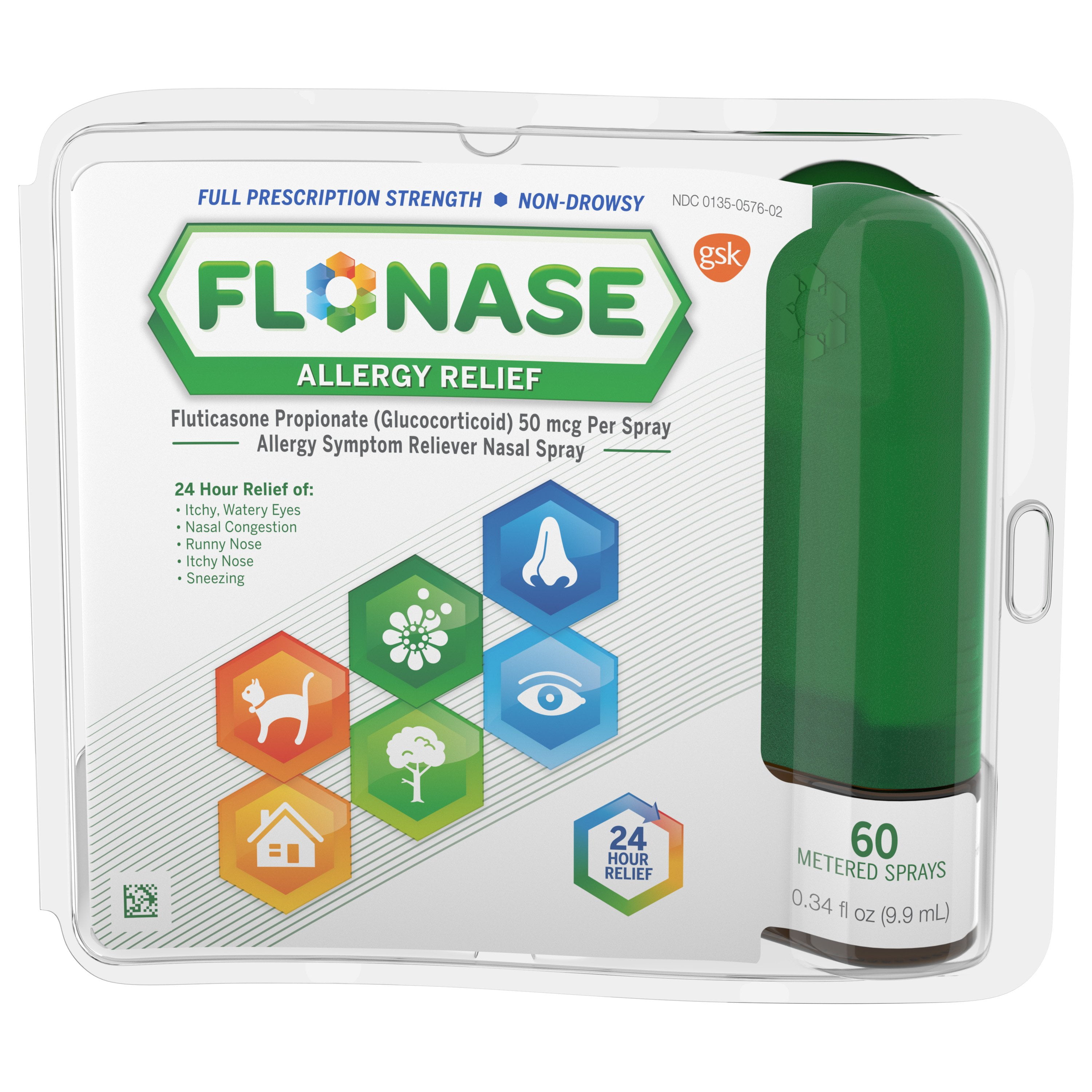 Flonase 24hr Allergy Relief Nasal Spray Full Prescription Strength 60
