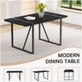 Black and White Dining Table Set for 4, Modern Faux Wood Grain Table ...