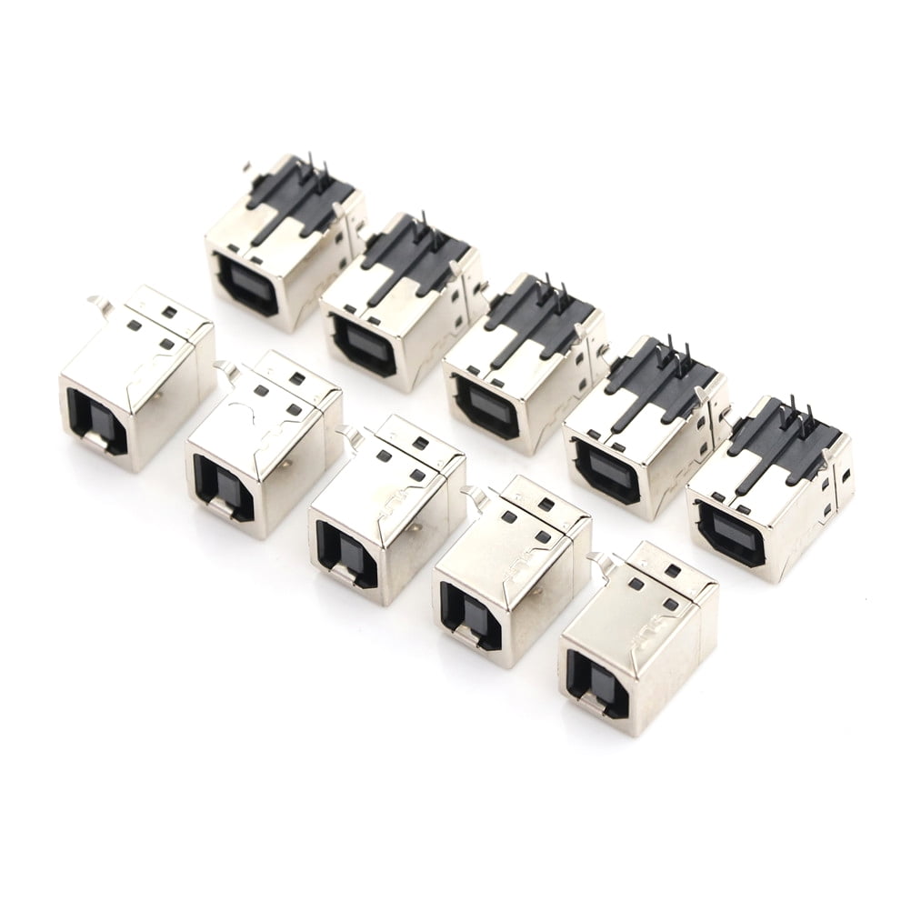 10 Pcs USB Female Type-B Port 4-Pin Right Angle PCB DIP Jack Socket AD ...