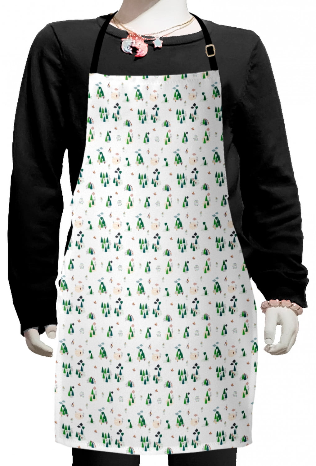 Forest Kids Apron, Layout of Scandinavian Inspired Pattern of Trees and ...