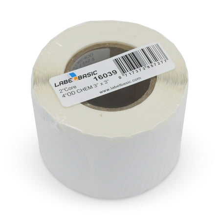 3" Circle Chemical BS5609 Label Rolls 350 Labels Per Roll, 2 Inch Core ...