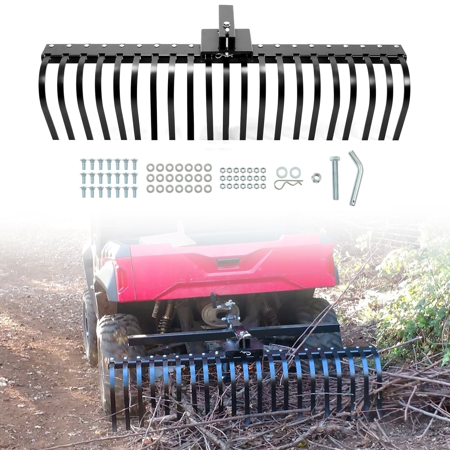 Kojem 60 inch Landscape Driveaway Pine Straw Rake Lawn Yard Beach ...