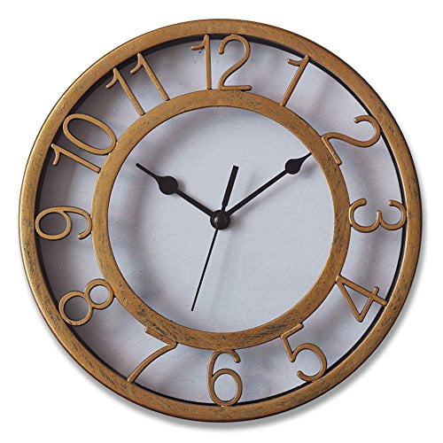 Gold Silent Wall Clock Non-ticking Wall Clock 8" Round Ready to Hang ...