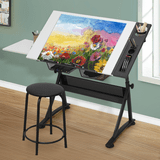 Magshion Drafting Table Desk Craft Work Station with Stool, Drawing ...