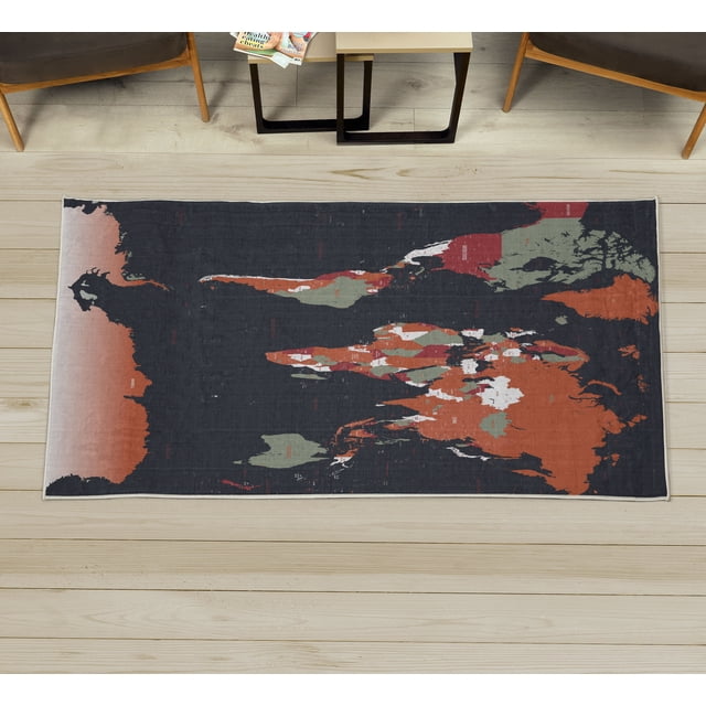 Earth Decorative Rug, Detailed World Map with All Countries Major ...