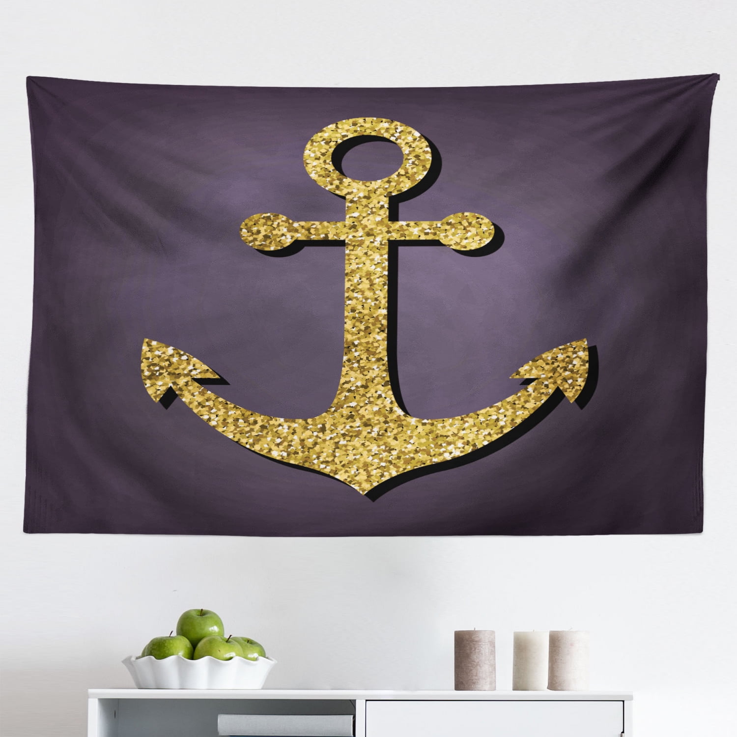 Anchor Tapestry, Old Sailor Sign Firmly Anchored to The Ocean Image in ...