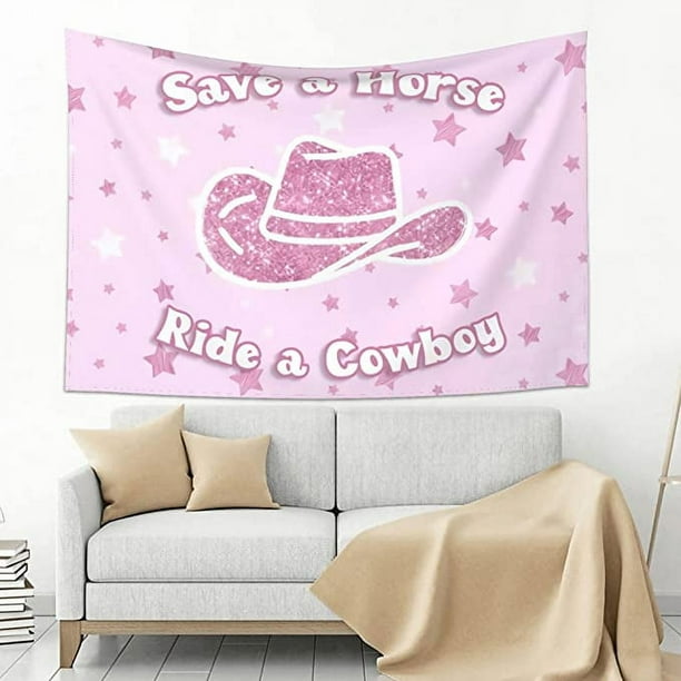 Save A Horse, Ride A Cowboy Tapestry Western Howdy Tapestry，Hot Pink ...