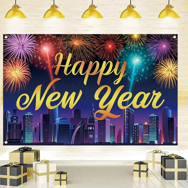 Banner de Feliz Año Nuevo, 70,8 x 45,2 pulgadas Banner de Fiesta de Año ... Banner de Feliz Año Nuevo, 70,8 x 45,2 pulgadas Banner de Fiesta de Año ...