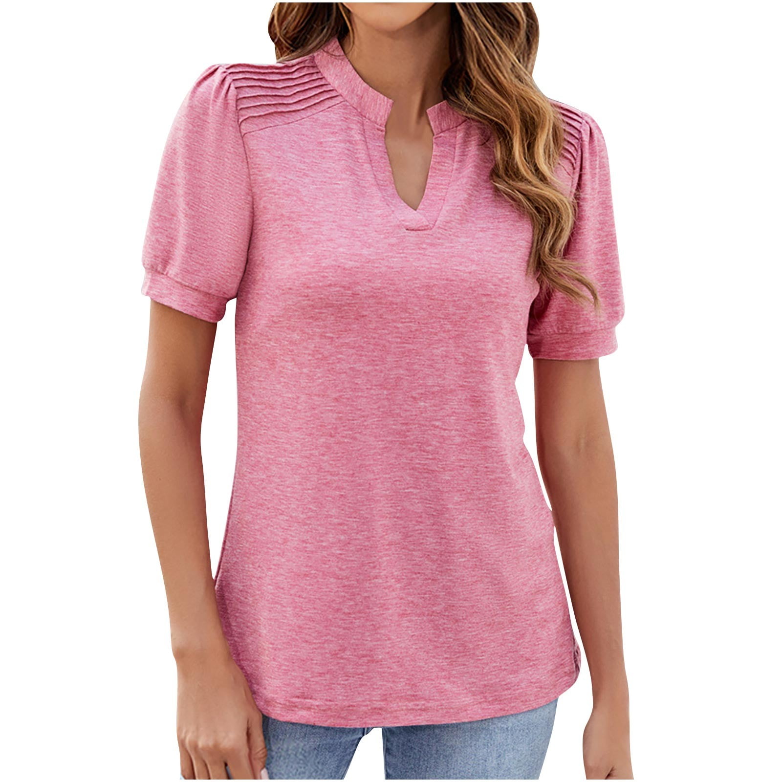 Click here for Besolor Summer Tops For Women Trendy Ruched V Neck... prices