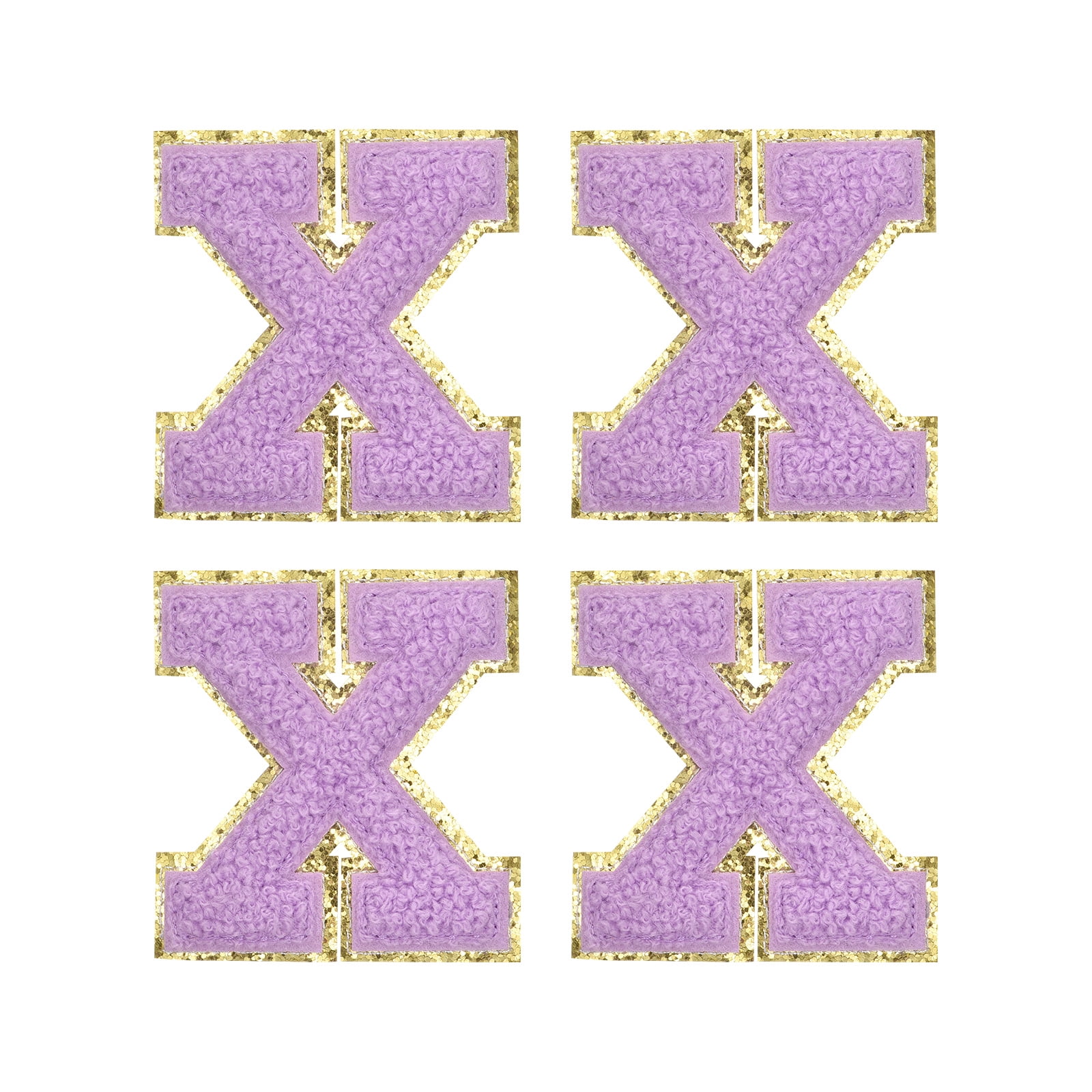 Uxcell Chenille Letter Patches Iron on Letter Patches Purple Alphabet X ...