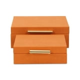 Contemporary Home Living Faux Shagreen Storage Box Set - 10.5" - Orange ...
