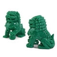Feng Shui Pair of 3" Green Fu Foo Dogs Guardian Lion Statue ...