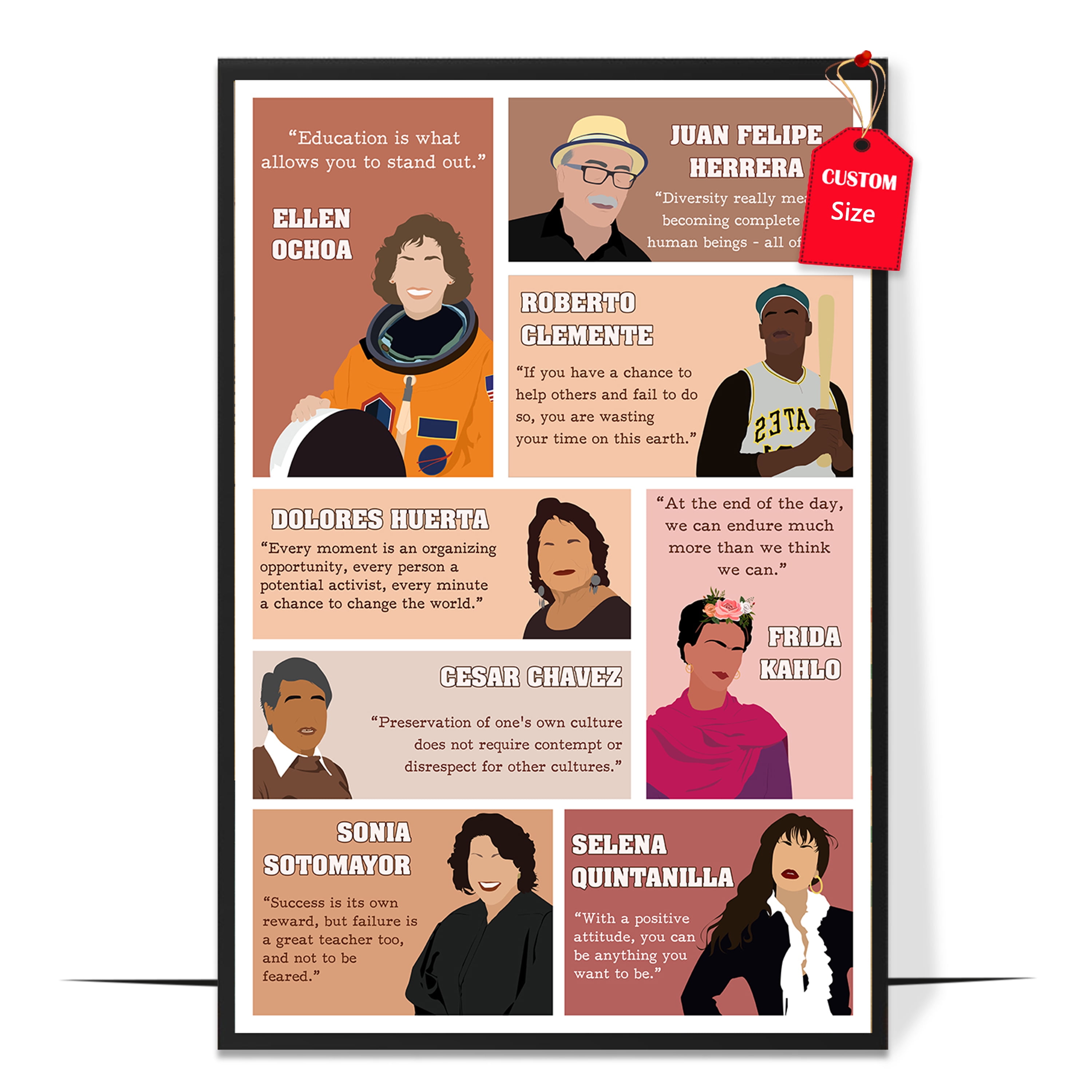 LOLUIS Inspirational Quotes Wall Art, Hispanic Leaders Art Print Decor ...