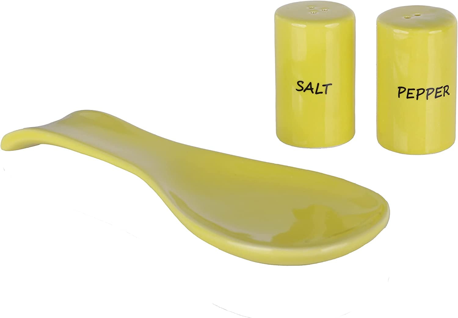 Servette Home Ceramic Spoon Rest & Salt and Pepper Shakers Set - Yellow ...