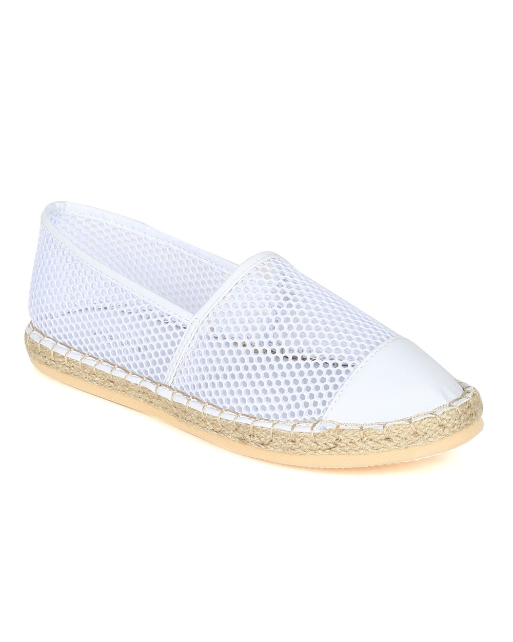 New Women Qupid Riri-02 PU Espadrille Mesh Capped Toe Slip On Beach ...