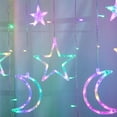 138 LED Star and Moon Curtain Lights, Multicolor Window String Lights ...