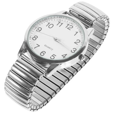 Silver Super Large Face Watch, Easy to Read, Stretch Band, Comes in Box ...