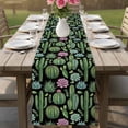 Abstract Cactus Pink Flower Leaves Table Runner 13x72in Non-Slip Cotton ...