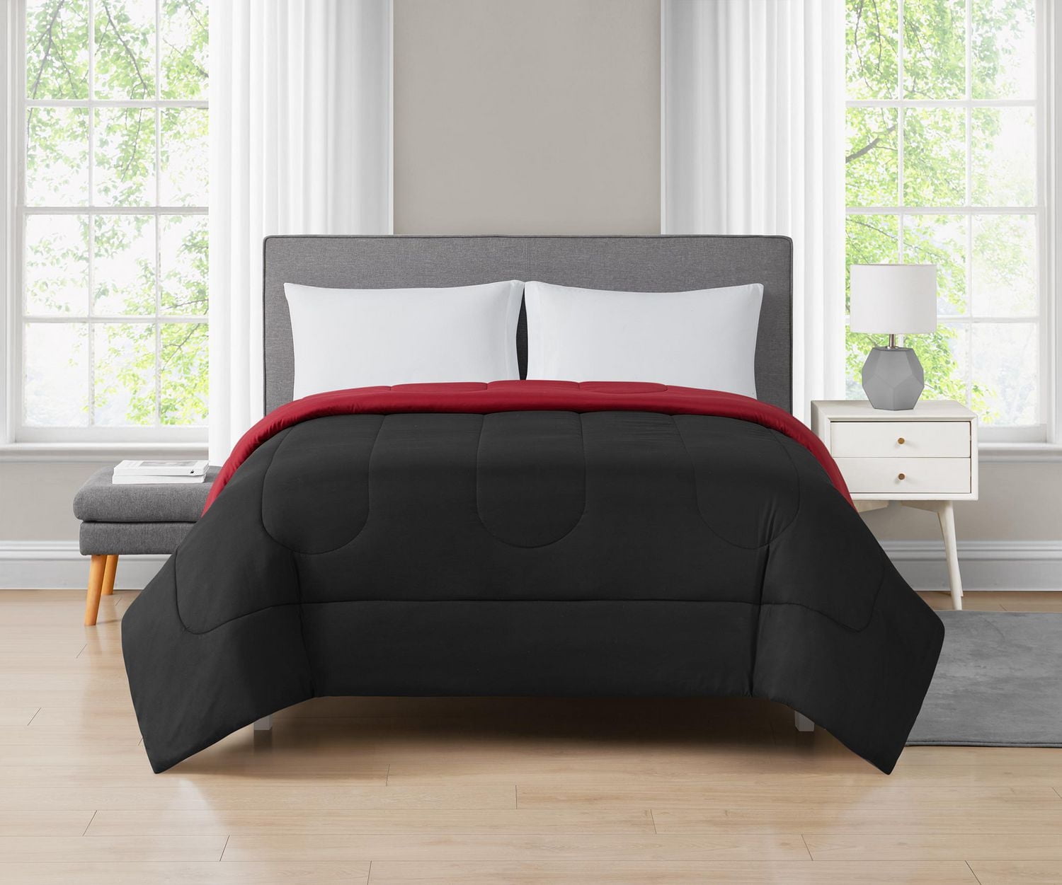 Mainstays Solid Reversible Microfiber Comforter, 1 piece, Available in ...