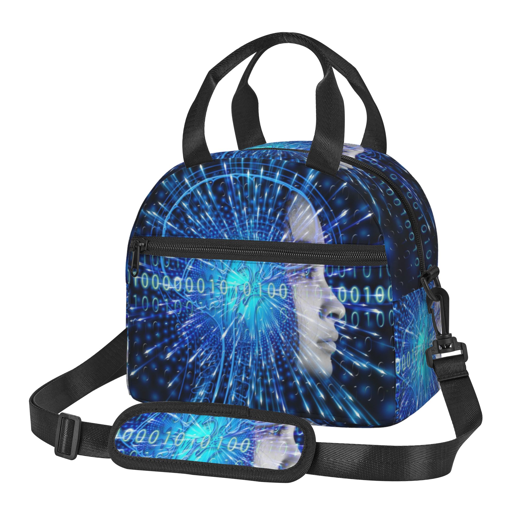 DouZhe Lunch Bags for Women and Men, Binary Code Cyborg Robot Prints ...