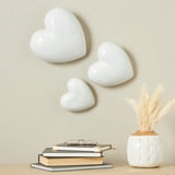 DecMode White Ceramic Slanted Heart Wall Decor with Varying Sizes (3 ...