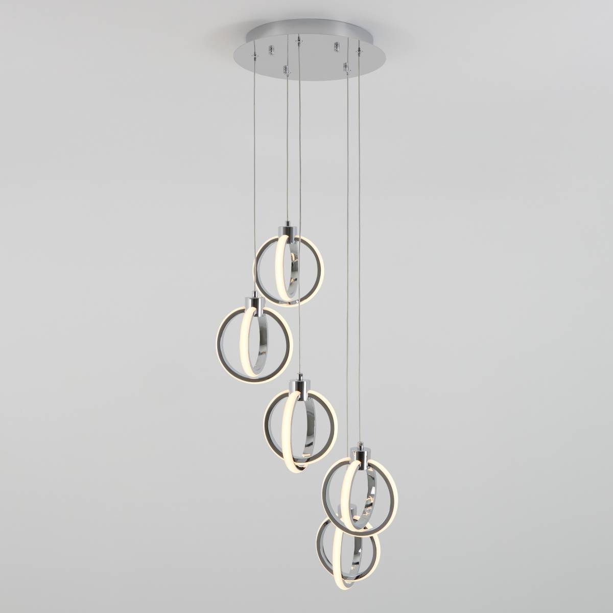 Artika Soho 5 Light, Integrated LED Pendant Light Fixture Chrome Finish ...